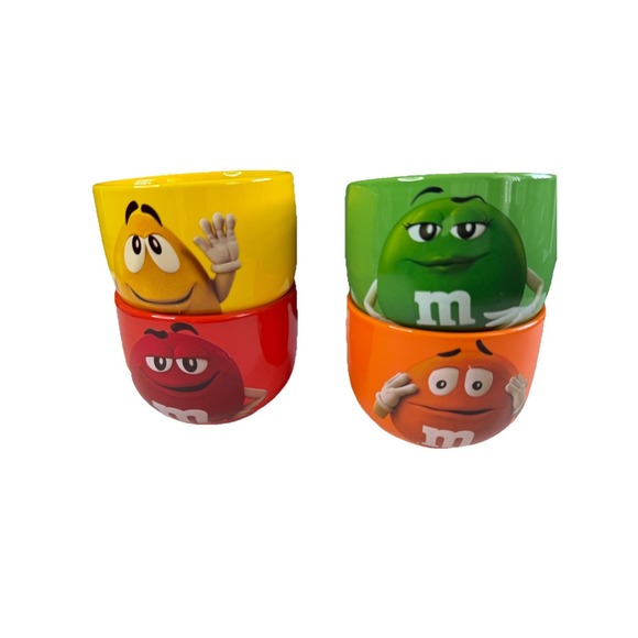 M&M'S | Dining | 4 Mm Ceramic Bowls Candy Dishes Red Orange Green ...